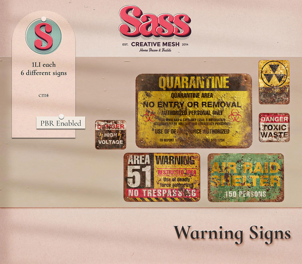 Second Life Marketplace - Sass [Warning Signs]
